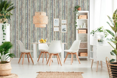 Galerie Multi-coloured Narrow Wood Stripe Effect Motif A4 Wallpaper Sample