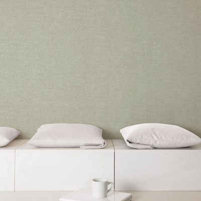 Galerie Natural Fx Green Hessian Embossed Wallpaper