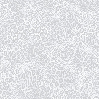 Galerie Natural Fx Silver Grey Leopard Embossed Wallpaper | DIY at B&Q
