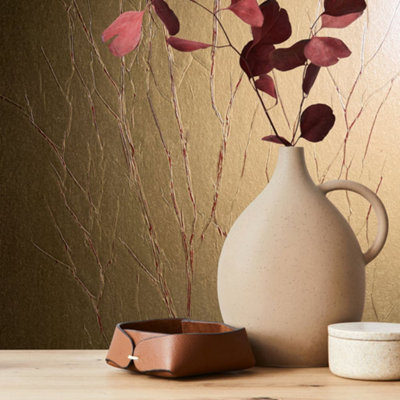 Galerie Natural Opulence Gold Crinkle Effect Wallpaper Roll | DIY at B&Q