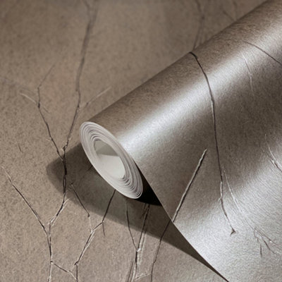 Galerie Natural Opulence Silver Grey Crinkle Effect Wallpaper Roll