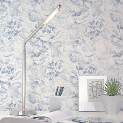 Galerie Nordic Elements Blue Large Floral Bunches A4 Wallpaper Sample