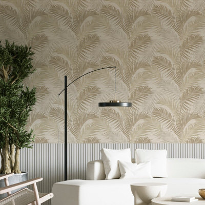 Galerie Palm Tree Bronze Brown A4 Wallpaper Sample