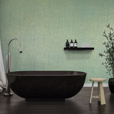 Galerie Precious Petrol Metallic Canvas Wallpaper Roll | DIY at B&Q