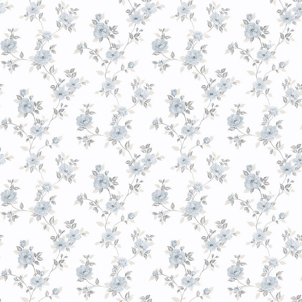 Galerie Pretty Prints Blue Mini Rose Trail Wallpaper Roll Galerie Pretty Prints Blue Mini Rose Trail Wallpaper Roll