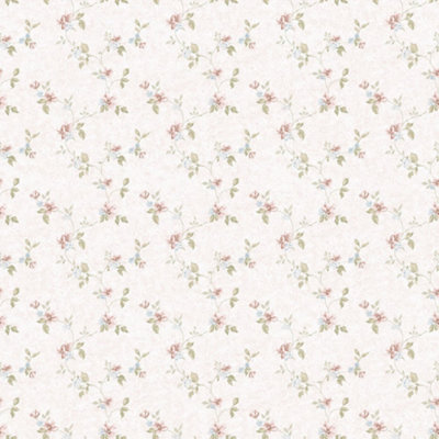 Galerie Pretty Prints Pink/White Mini Floral Trail Wallpaper Roll