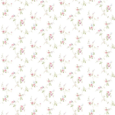 Galerie Pretty Prints White/Pink Floral Trail A4 Wallpaper Sample