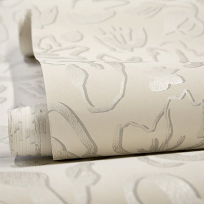 Galerie Salt Fiore Sesame Metallic Flower Design Wallpaper Roll