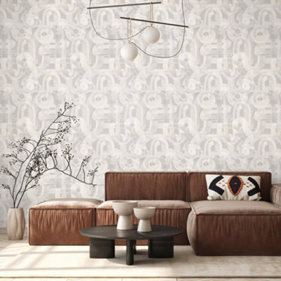 Galerie Salt Penello Sea Salt Sheen Brush Dance Design Wallpaper Roll ...