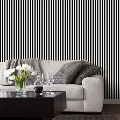 Galerie Simply Stripes 3 Black Regency Stripe Smooth Wallpaper | DIY at B&Q