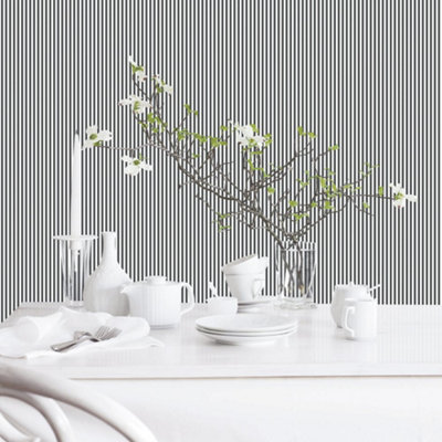 Galerie Simply Stripes 3 Black Regency Stripe Smooth Wallpaper