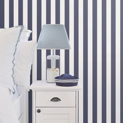 Galerie Simply Stripes 3 Navy Tent Stripe Smooth Wallpaper