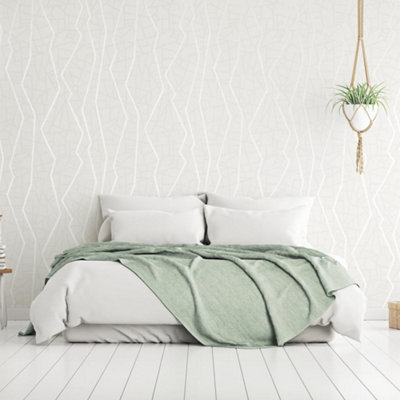 Galerie Slow Living Ivory White Connection Metallic Geometric Lines ...