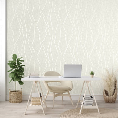 Galerie Slow Living Linen White Connection Metallic Geometric Lines ...