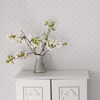 Galerie Small Prints Black Ogee Floral A4 Wallpaper Sample
