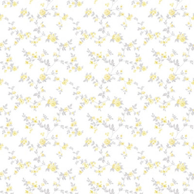 Galerie Small Prints Yellow Delicate Floral Wallpaper Roll