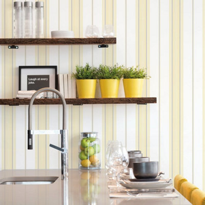 Galerie Smart Stripes 3 Yellow Gold Slim Stripe Smooth Wallpaper
