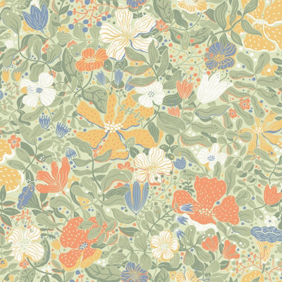 Galerie Sommarang 2 Green Midsommar Scandinavian Folk Art A4 Wallpaper ...