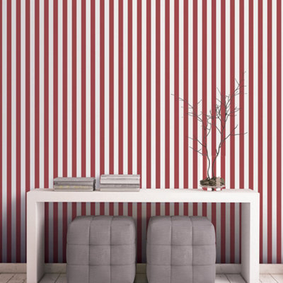 Galerie Stripes And Damask 2 Red Regency Stripe Smooth Wallpaper