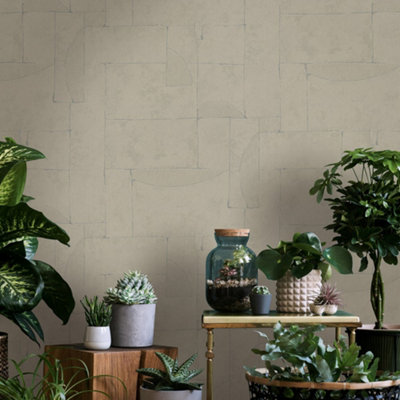 Galerie Terra Beige Stone Effect Eco Clay Wallpaper