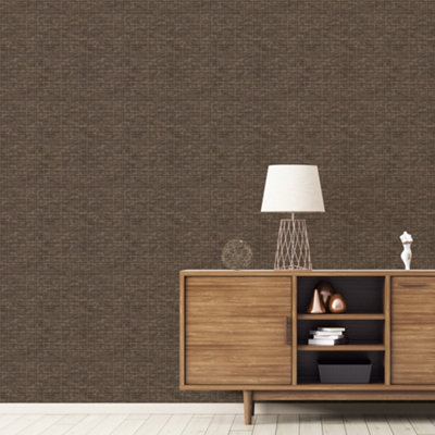 Galerie TexStyle Brown Woven Weave Texture Wallpaper Roll | DIY at B&Q