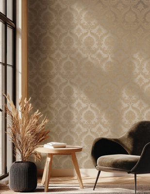 Galerie The Classic Italian Collection Beige Damask A4 Wallpaper Sample