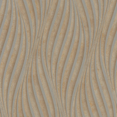 Galerie The New Design Book Brown Sheen Wave Ribbons Wallpaper Roll ...