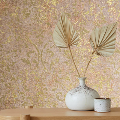 Galerie Urban Textures Metallic Brown/Gold Ornamental Mottled Damask ...