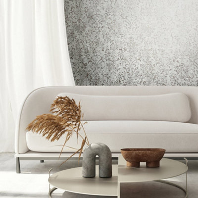Galerie Urban Textures Metallic Grey Ornamental Mottled Damask ...