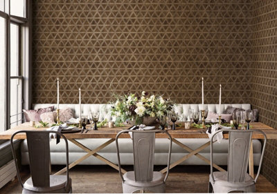 Galerie Utopia Bronze Geometric Tri Prism Sheen Finish A4 Wallpaper Sample