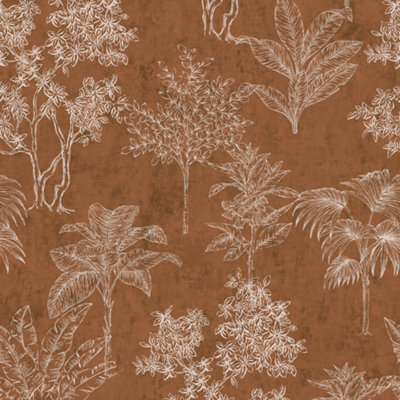 Galerie Zen Orange Tree Leaf DWP0361-07 Wallpaper