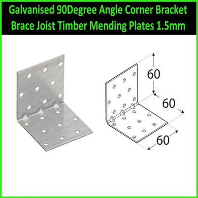 Galvanised 90Degree Angle Corner Bracket Brace Joist Timber Mending ...