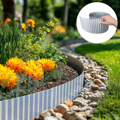 Galvanised Aluzinc Lawn Edging Roll - Wavy - 16.5cm Height - 10m