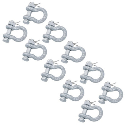 Galvanised Bow Shackle 10 Pack Safety Pin 5/16in (8mm) 0.75T to US Fed Spec