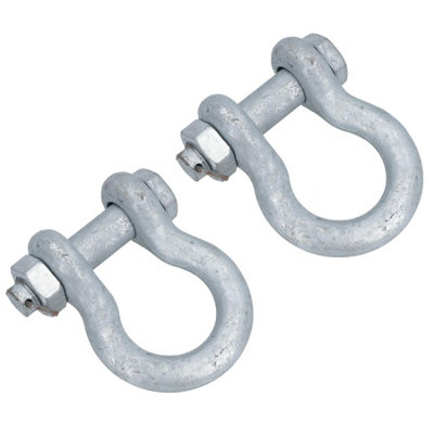 Galvanised Bow Shackle 2 Pack Safety Pin 3/4in (19mm) 4.75T to US Fed Spec