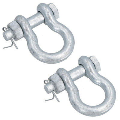 Galvanised Bow Shackle 2 Pack Safety Pin 3/8in (10mm) 1.0T to US Fed Spec