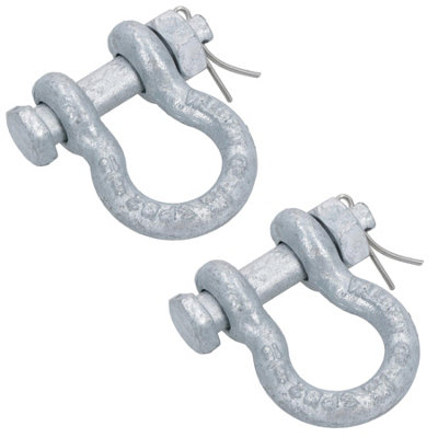 Galvanised Bow Shackle 2 Pack Safety Pin 5/16in (8mm) 0.75T to US Fed Spec