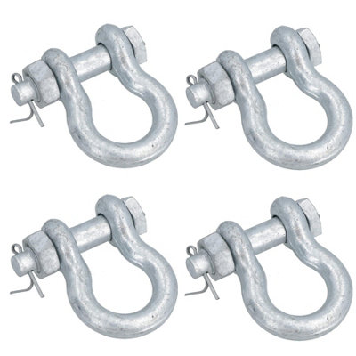 Galvanised Bow Shackle 4 Pack Safety Pin 1/2in (12.5mm) 2.0T to US Fed Spec