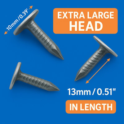 Galvanised Clout Nails 13mm (300pcs) 327 Grams Roofing Felt Tacks for ...
