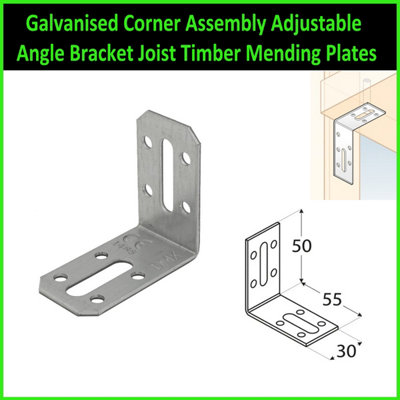 Galvanised Corner Assembly Adjustable Angle Bracket Joist Timber ...
