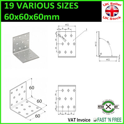 Galvanised Corner Brace 90 Degree Angle Bracket Joist Timber Mending ...