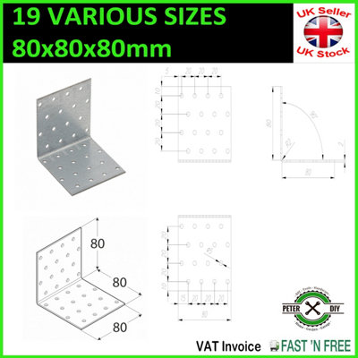 Galvanised Corner Brace 90 Degree Angle Bracket Joist Timber Mending ...
