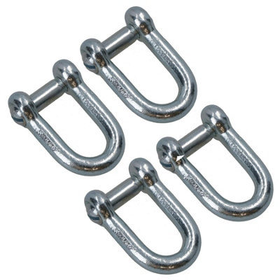 Galvanised D Shackle 6mm with Countersunk Pin 4 PACK Chain Link Chandlery