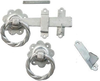 Galvanised Finish Gate Ring Twisted Latch Pack Catch Metal for Outdoor ...