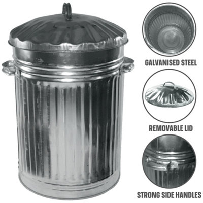 Galvanised Metal Bin Waste Rubbish Dustbin Rubbish Waste Animal Feed ...