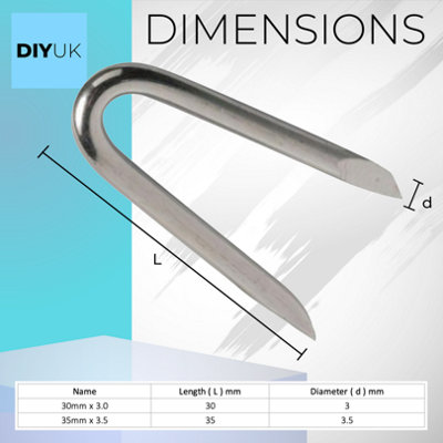 Galvanised Netting Staple U Nails 30mm Pack of: 20 Heavy Duty U Shaped ...