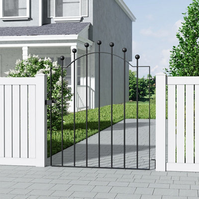 Galvanised & Powder Black Coated Mental Garden Fence Gate Arched Top ...
