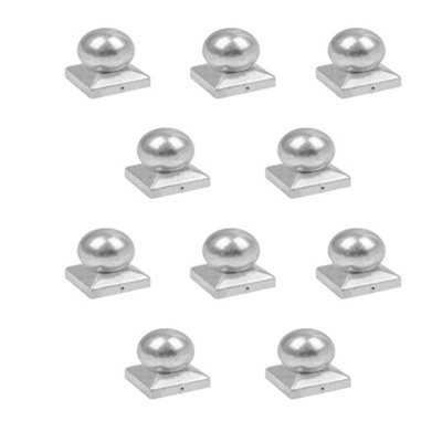 GALVANISED SQUARE Metal Fence Gate Post Cap Flange Size 76mm BALL TOP ...