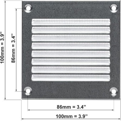 Galvanised Steel Air Vent Grille 100mm x 100mm with Fly Screen