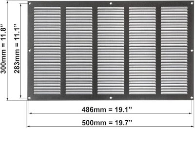 Galvanised Steel Air Vent Grille 500mm x 300mm Fly Screen Flat Louvre ...